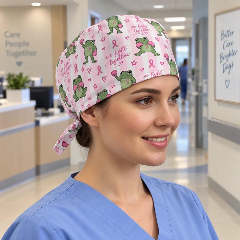 Pink Boxing Frog Scrub Cap: Breast Cancer Awareness Nurse Hat - Etsy