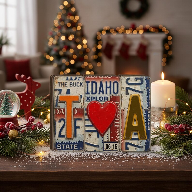 Personalized Couple License Plate Art Block: Rustic Wood Sign With ...
