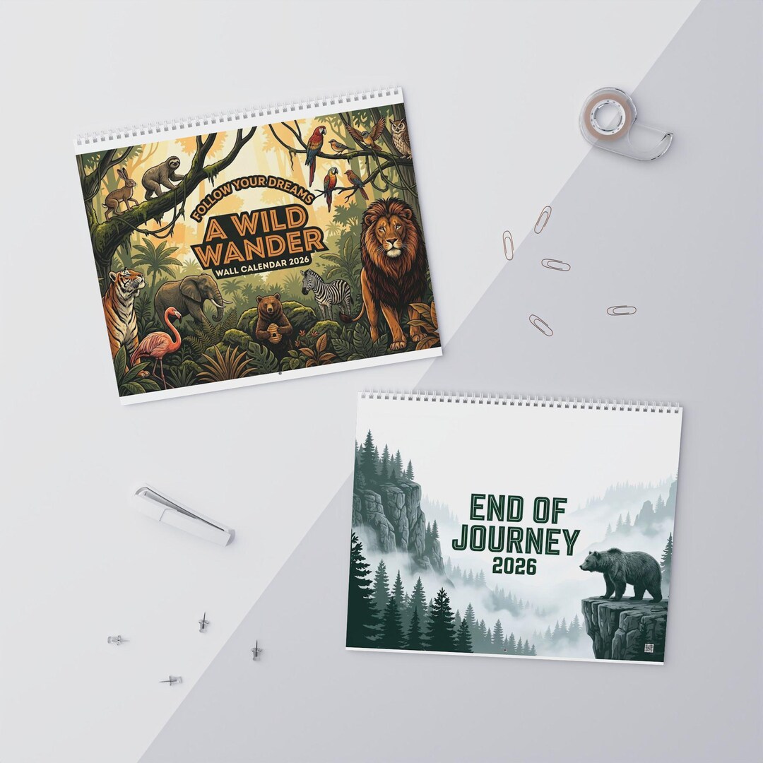 Wire Bound 2026 Wall Calendar: Wildlife Jungle & Misty Forest ...