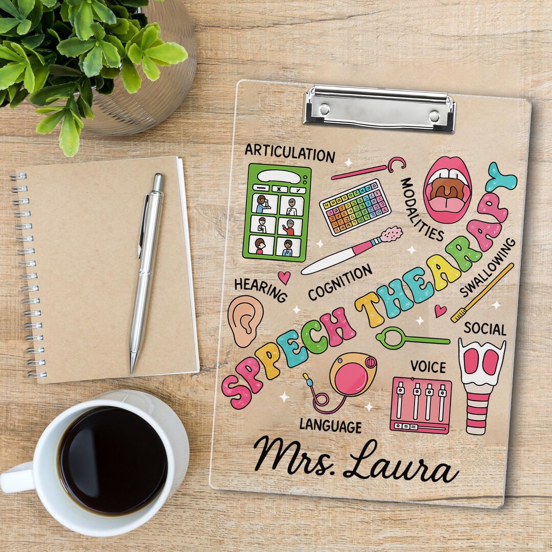 Personalized Speech Therapy Clipboard for SLP, Custom Name Gift for ...