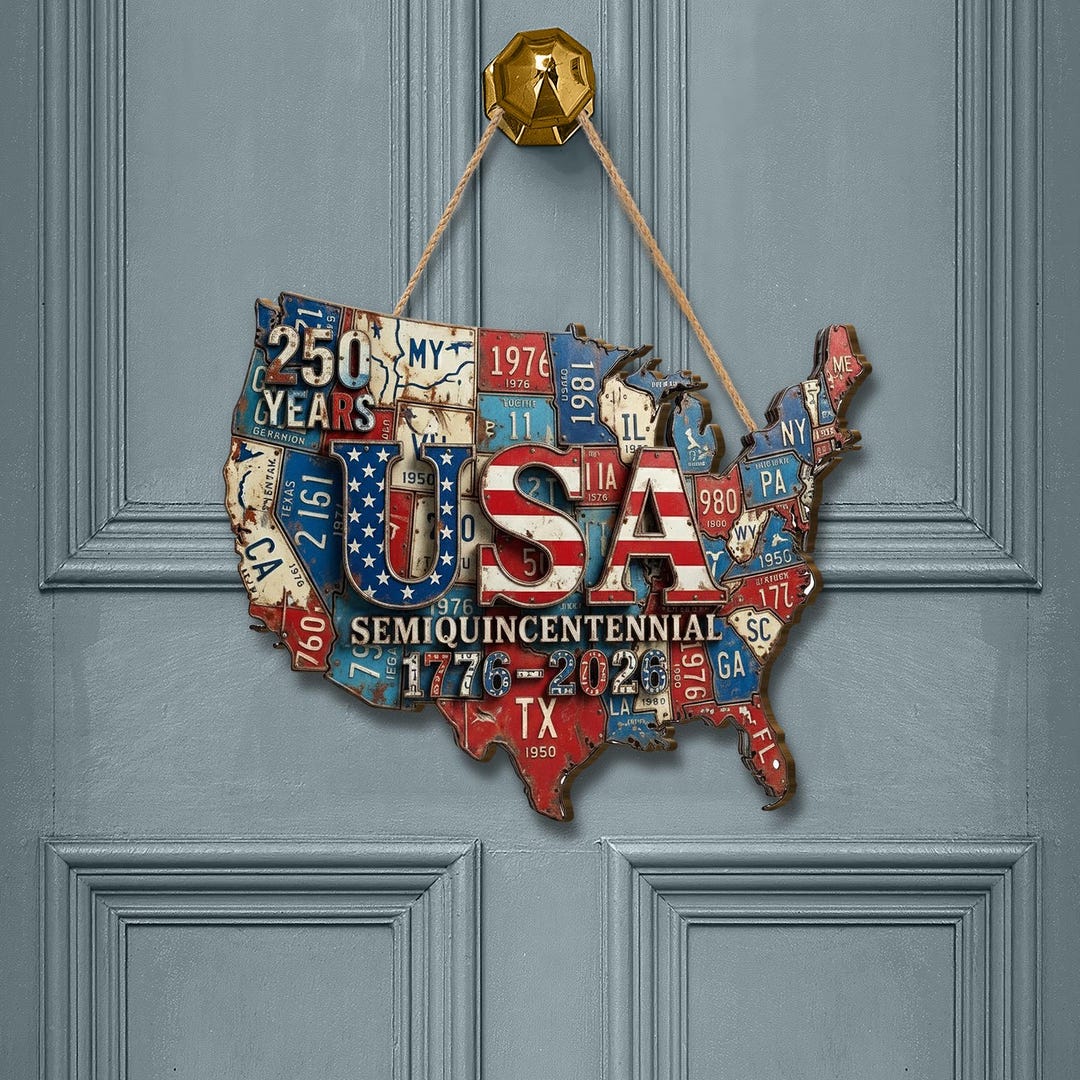 USA 250th Anniversary License Plate Wooden Sign: Personalized ...
