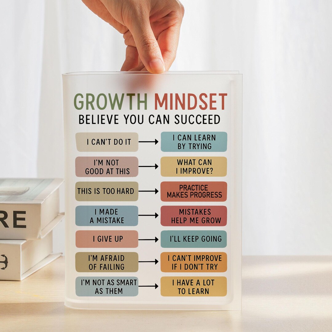 Growth Mindset Acrylic Book Vase, Clear Motivational Flower Holder ...