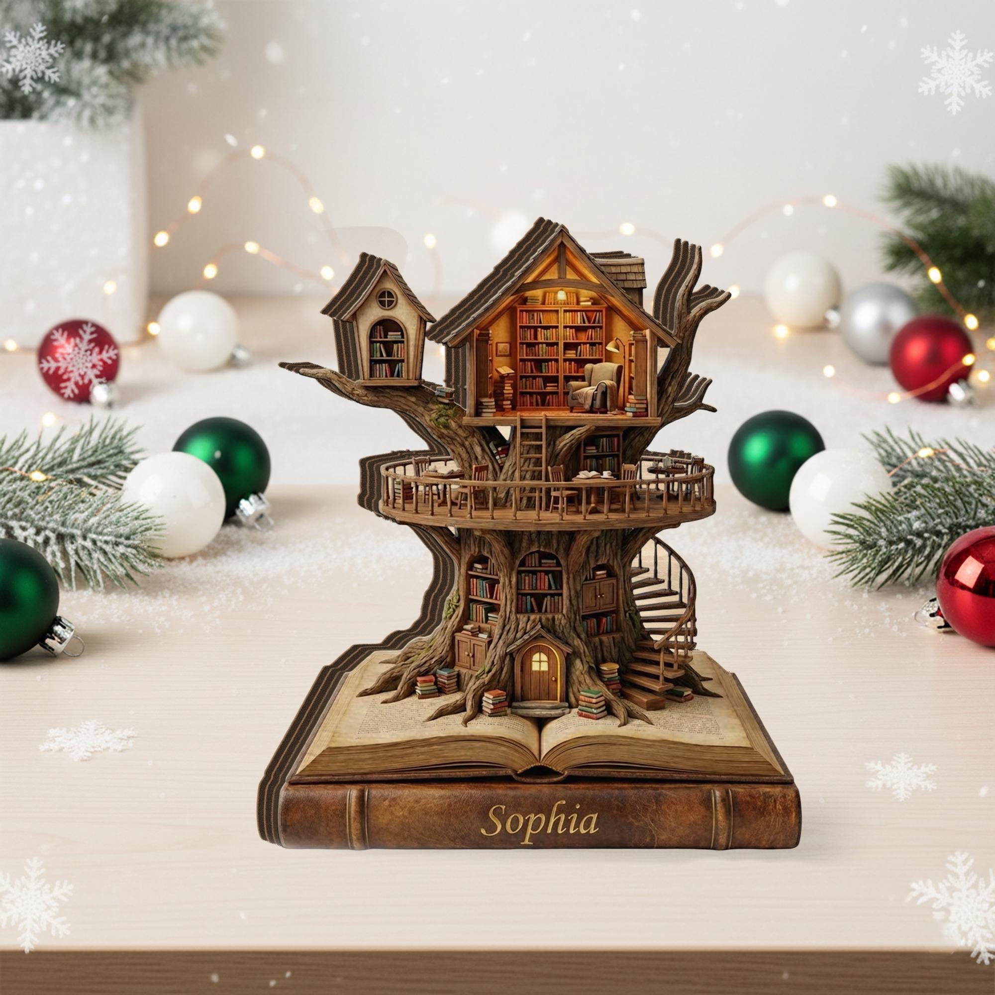 Personalized Book Nook: Magical Treehouse Library Wooden Block Decor - Etsy