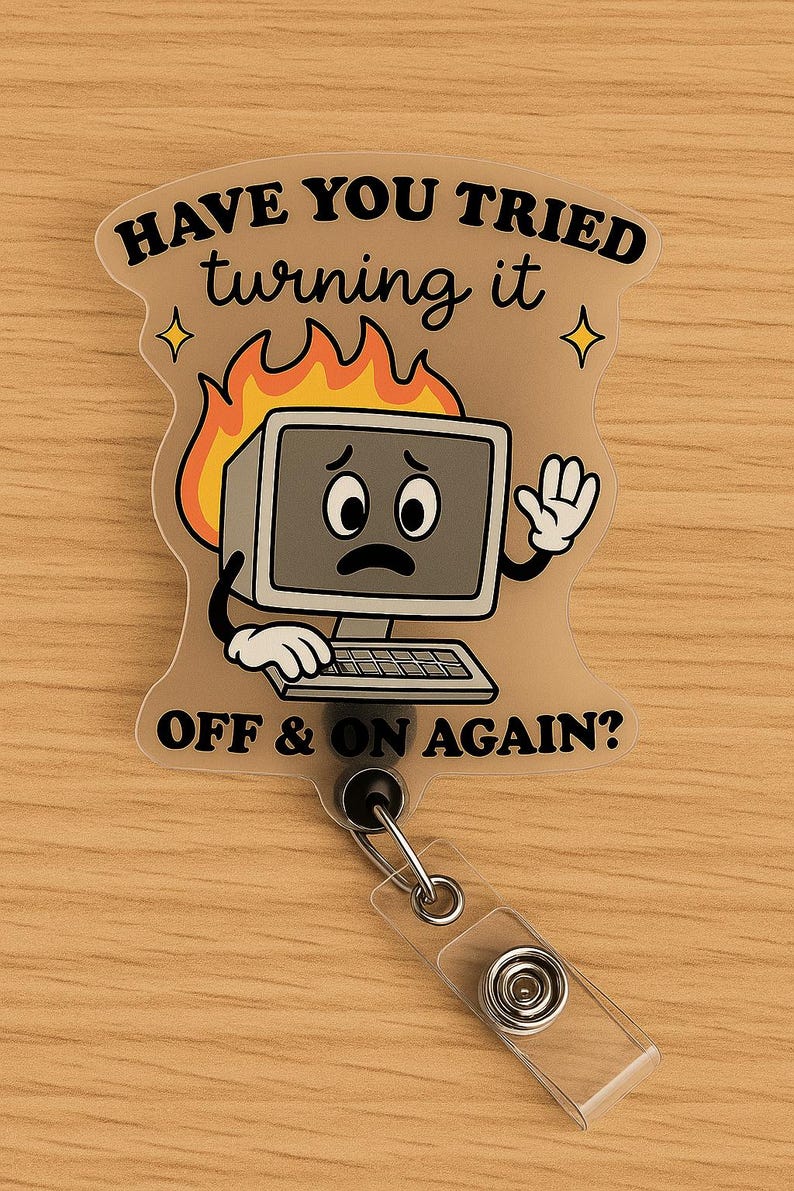 Funny IT Support Badge Reel: Troubleshooting Computer Design - Etsy