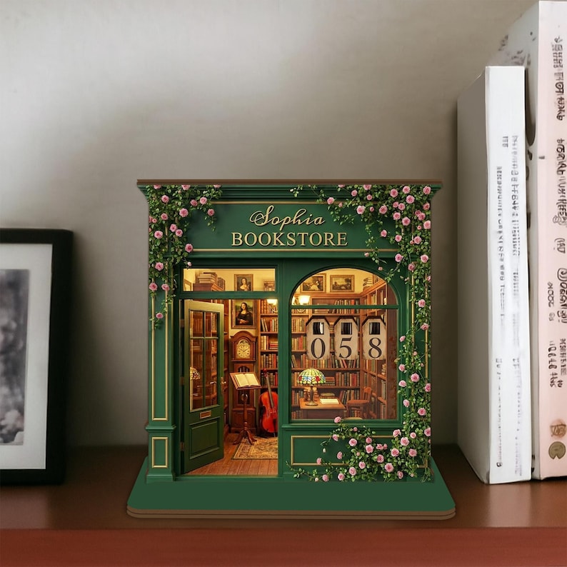 Personalized Bookstore Book Tracker: Custom Name Miniature Wood Shadow ...