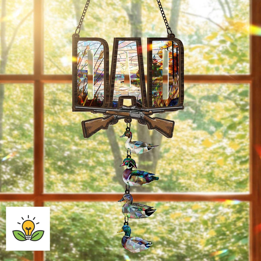 Duck Hunter 'DAD' Suncatcher: Acrylic Window Hanging, Man Cave Decor - Etsy