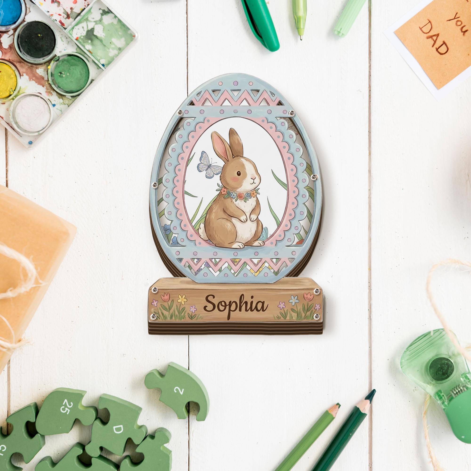 Personalized Wooden Piggy Bank: Easter Egg Bunny Design Custom Name ...