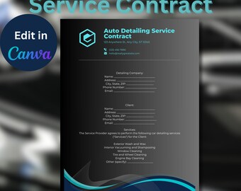 Vehicle Detailing Services Agreement Template Auto Detailing Services ...