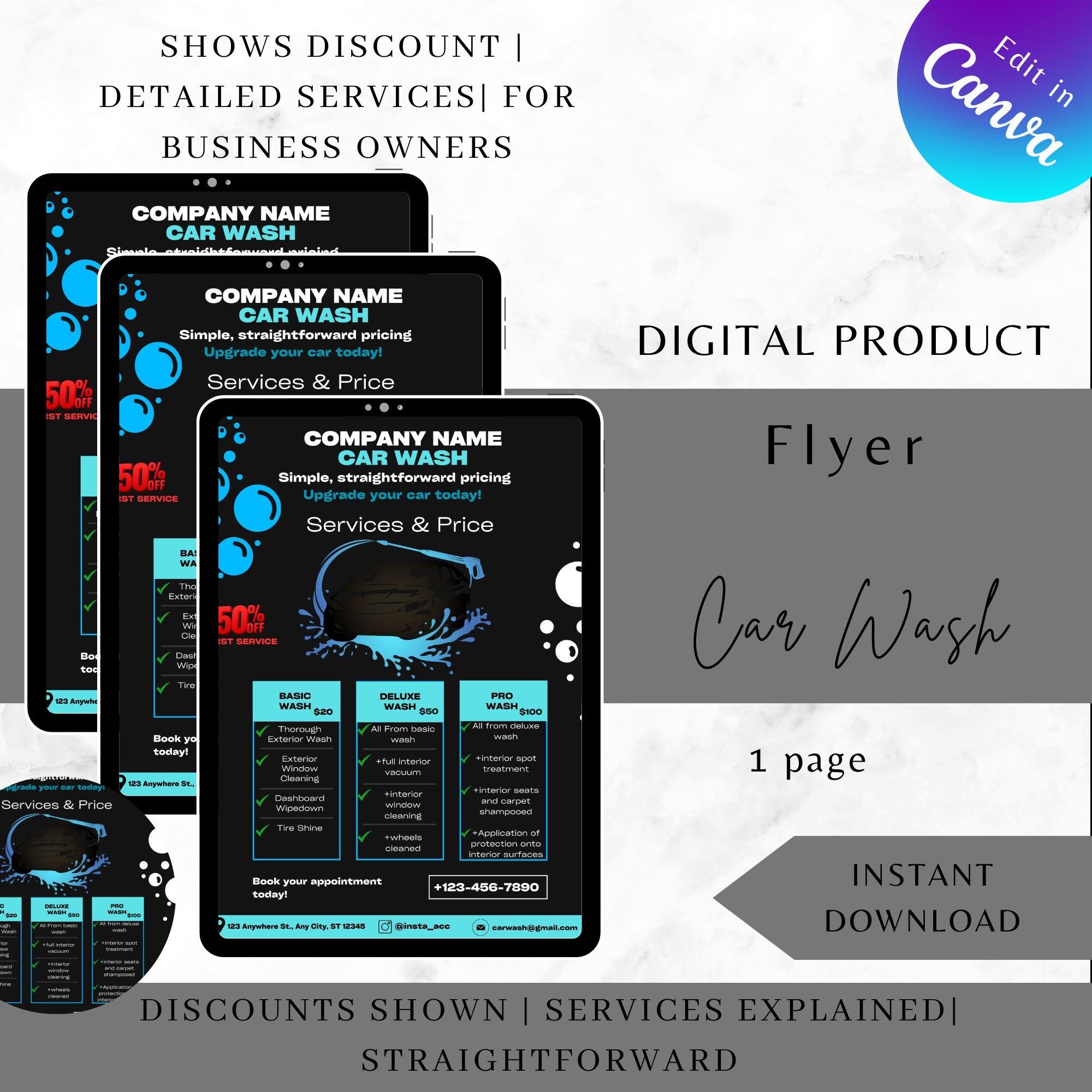Editable Car Wash Flyer Edit Online Digital Do It Yourself Template - Etsy