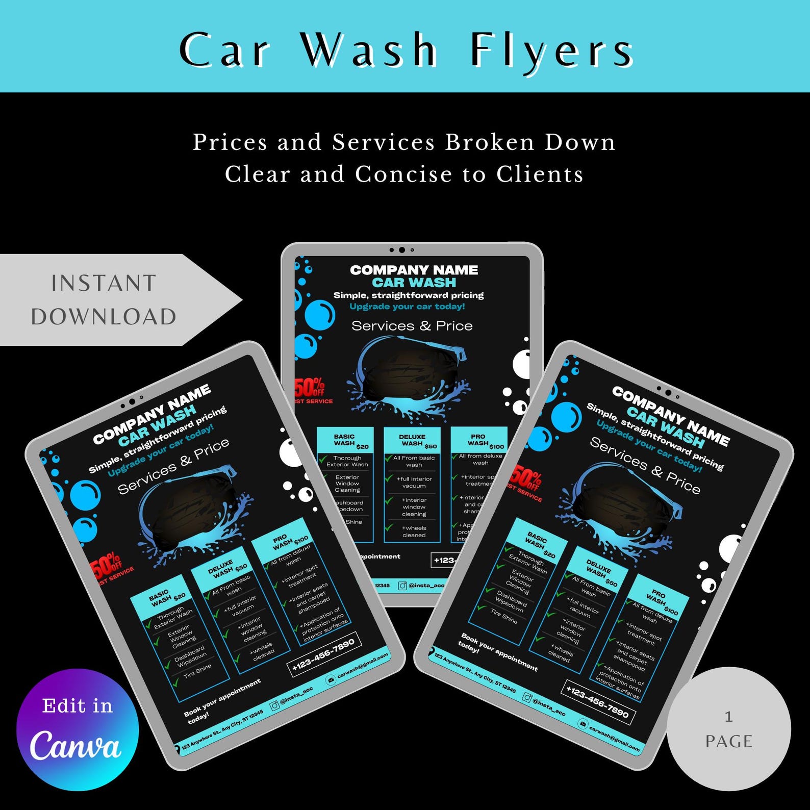 Editable Car Wash Flyer Edit Online Digital Do It Yourself Template - Etsy