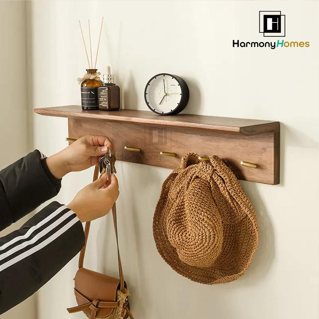 Coat Rack With Shelf,key Holder, Entryway Organizer Towel Rack Key ...