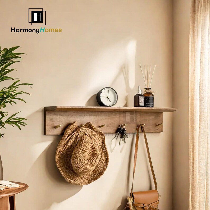 Coat Rack With Shelf,key Holder, Entryway Organizer Towel Rack Key ...