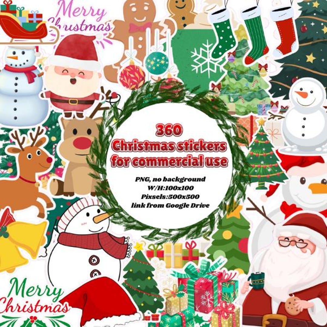 360 Christmas Stickers - No Background, PNG Format, Instant Digital ...