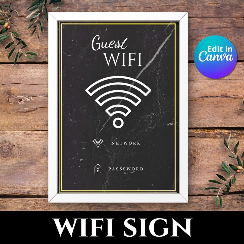 WIFI SIGN EDITABLE Template, Wifi Sign for Airbnb Hosts, Editable ...