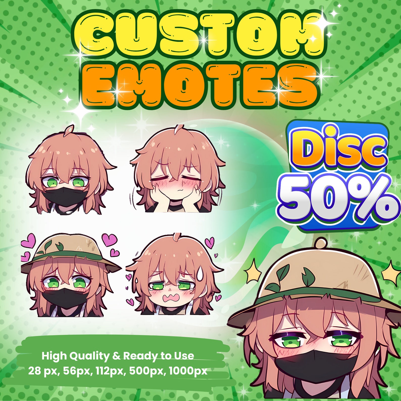 Custom Emotes, Premium Twitch Emotes, Custom Emotes for Streaming, Cute ...