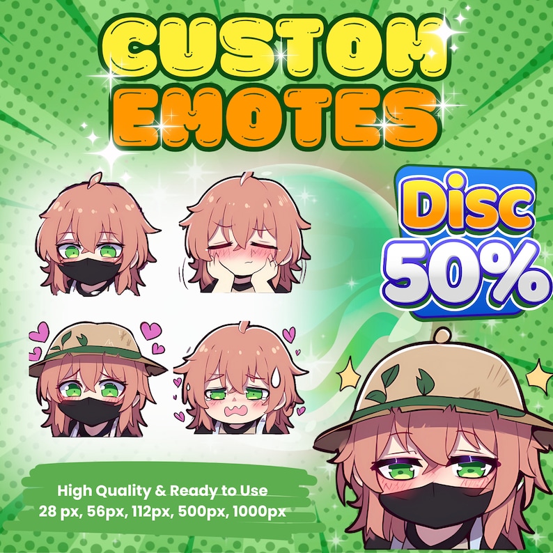 Custom Emotes, Premium Twitch Emotes, Custom Emotes for Streaming, Cute ...
