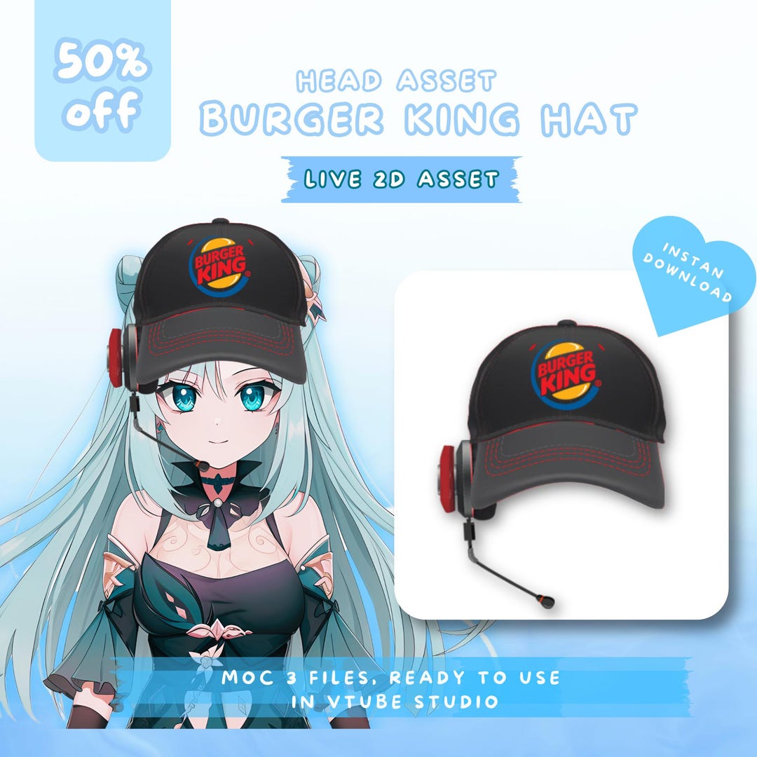 Vtuber Asset | Vtuber Head Asset | Rigged Burger Joint Hat | Premade ...