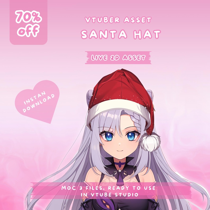 Rigged Santa Hat Vtuber Asset: Animated Christmas Prop - Etsy