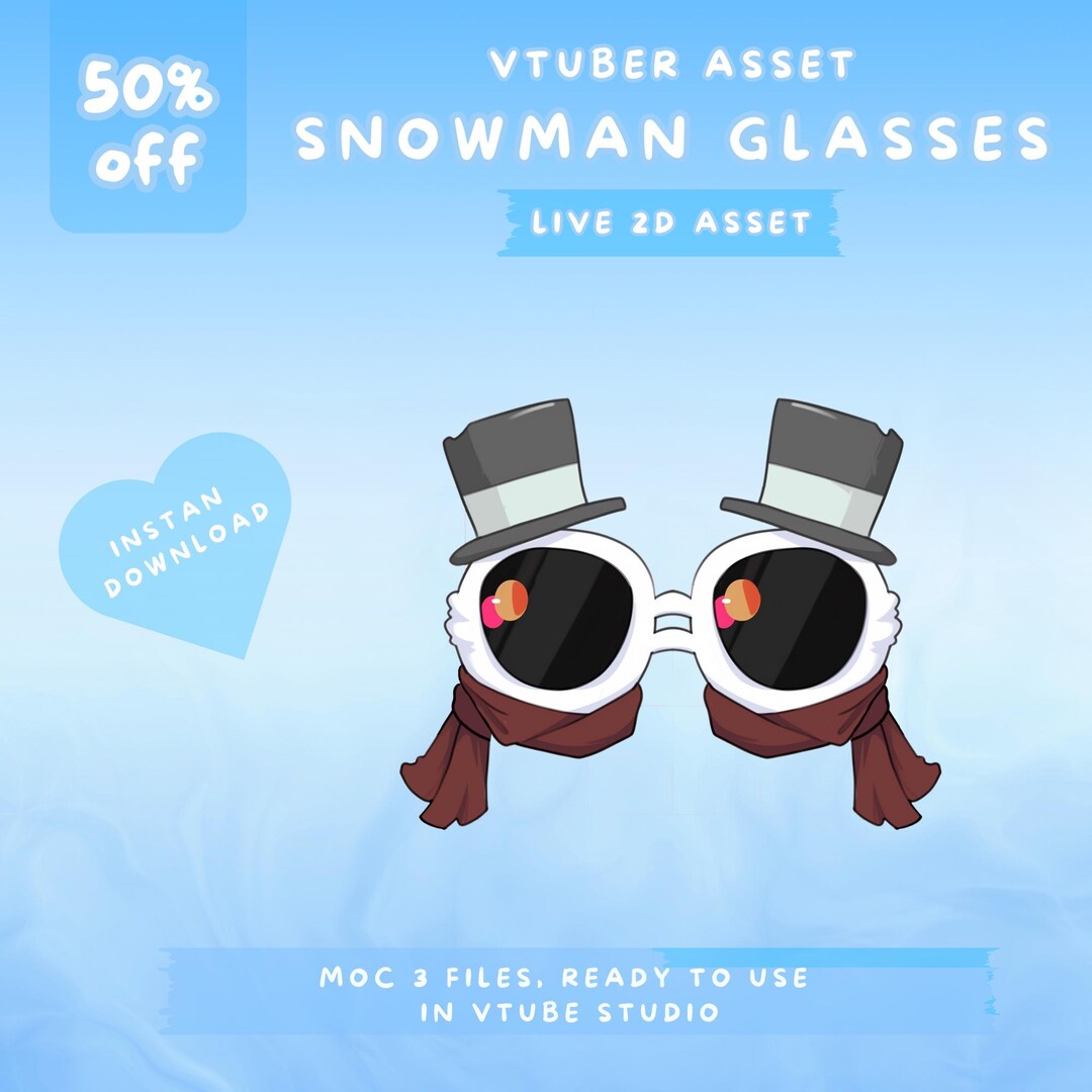 Vtuber Asset | Vtuber Glasses, Rigged Snowman Glasses, Vtuber Prop ...