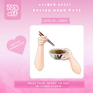 Vtuber Asset Eating Hand Pose | Chopsticks & Bowl Hand Gesture | Rigged ...