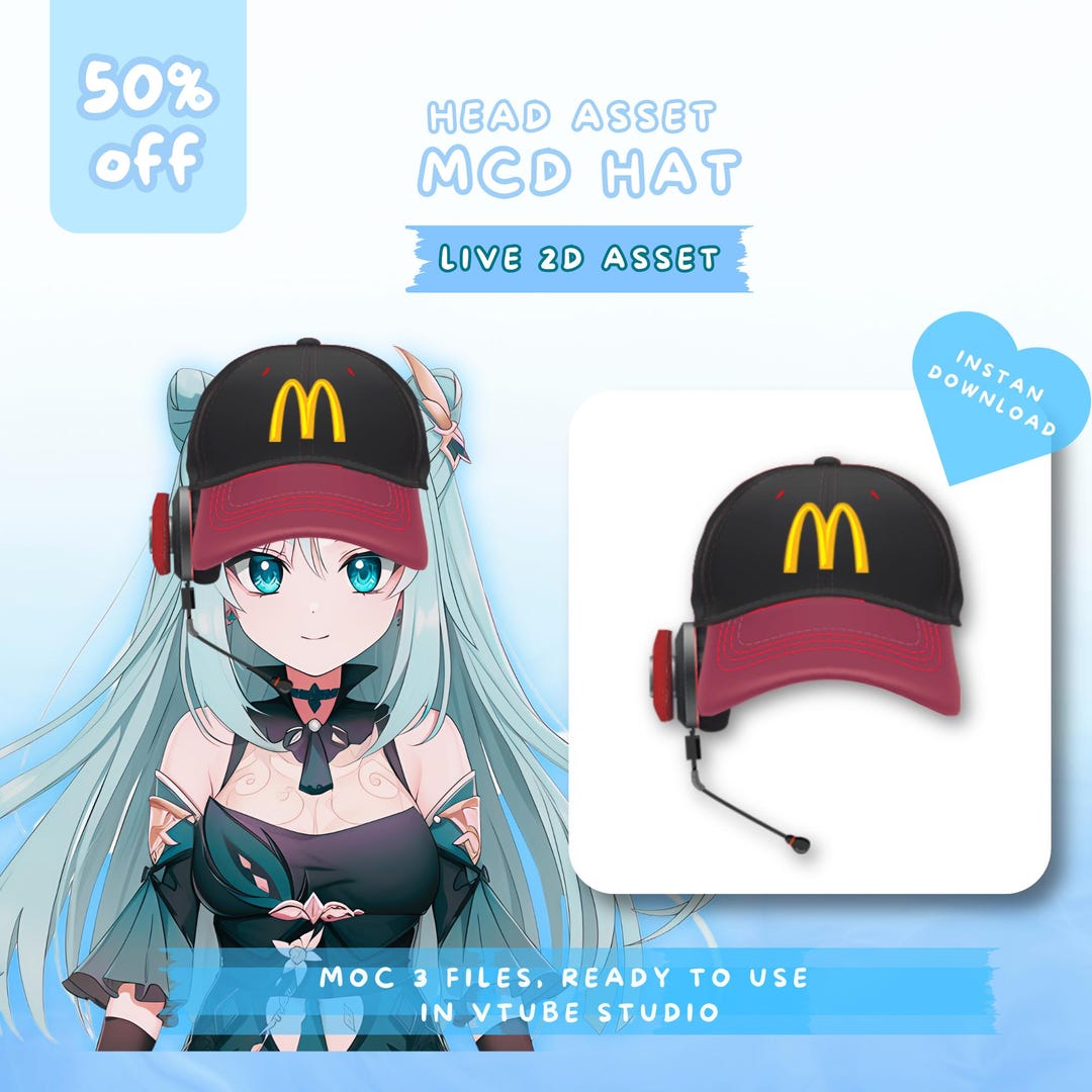 Rigged Fast Food Hat: Vtuber Head Asset (MOC3 File) - Etsy