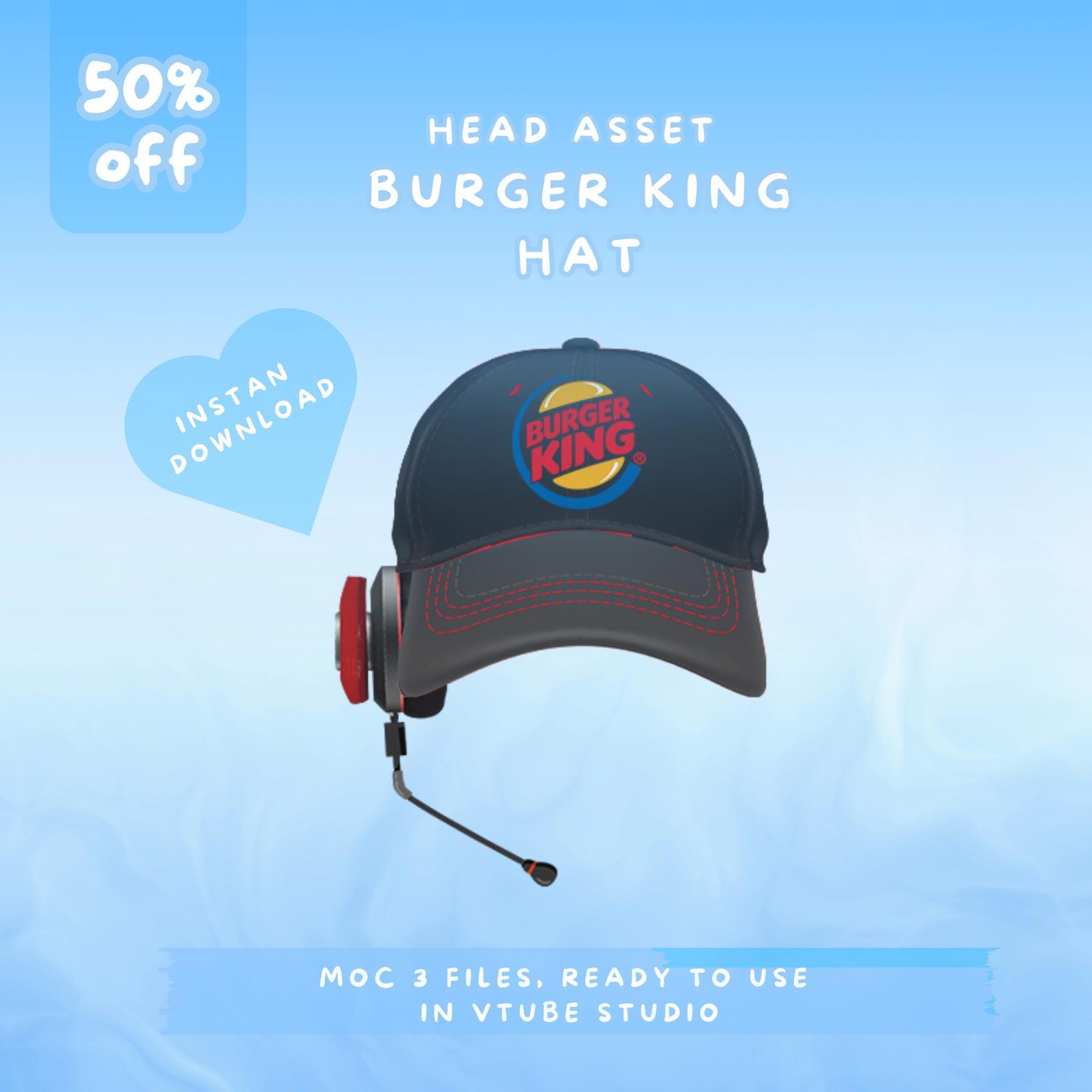 Rigged Burger Joint Hat: Vtuber Head Asset (live2d) - Etsy
