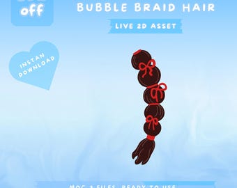 Vtuber Asset | Vtuber Hair Asset | Rigged Bubble Braid Hair | Chinese ...
