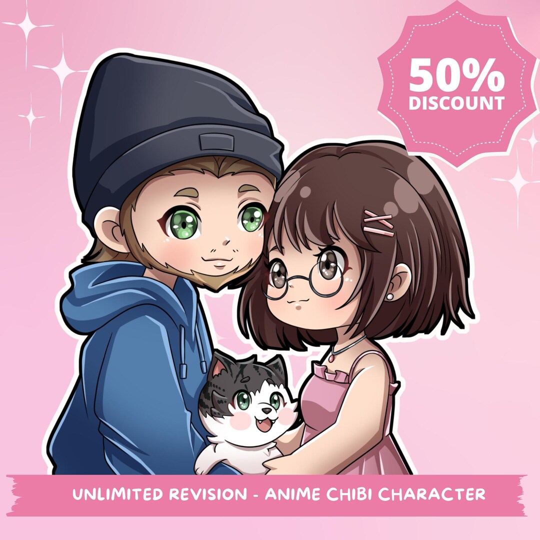 Custom Chibi Art, Couple Chibi Drawing, Cute Chibi Logo, Chibi Emotes ...