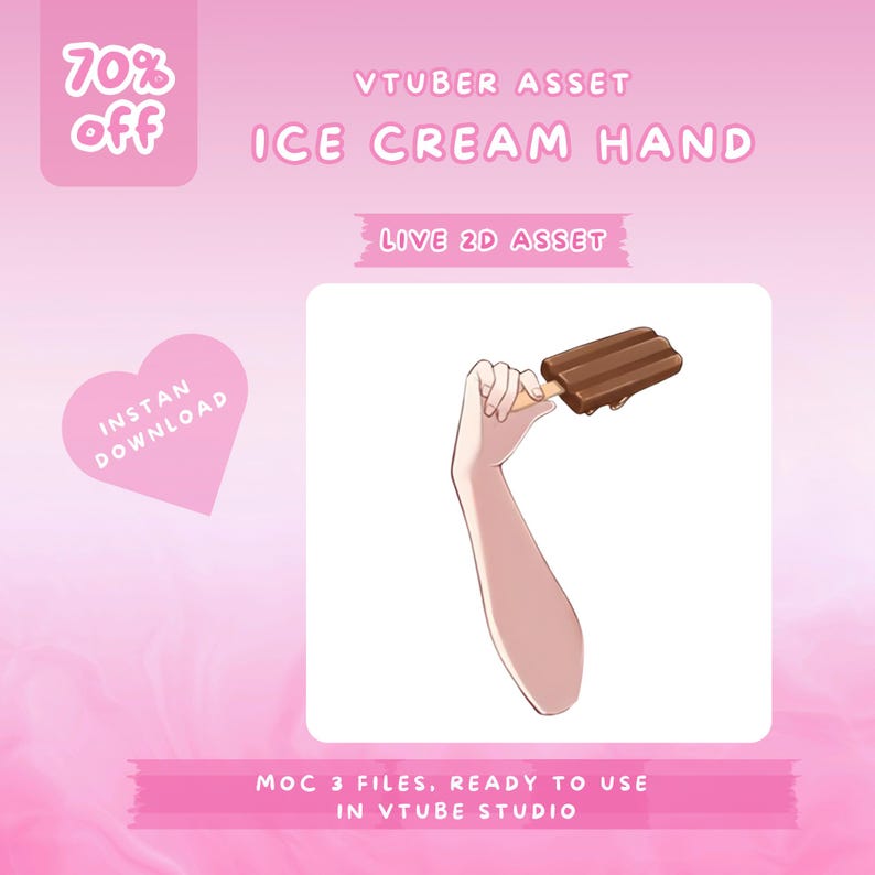 Animated Vtuber Ice Cream Hand Asset : Rigged Live2d Prop - Etsy