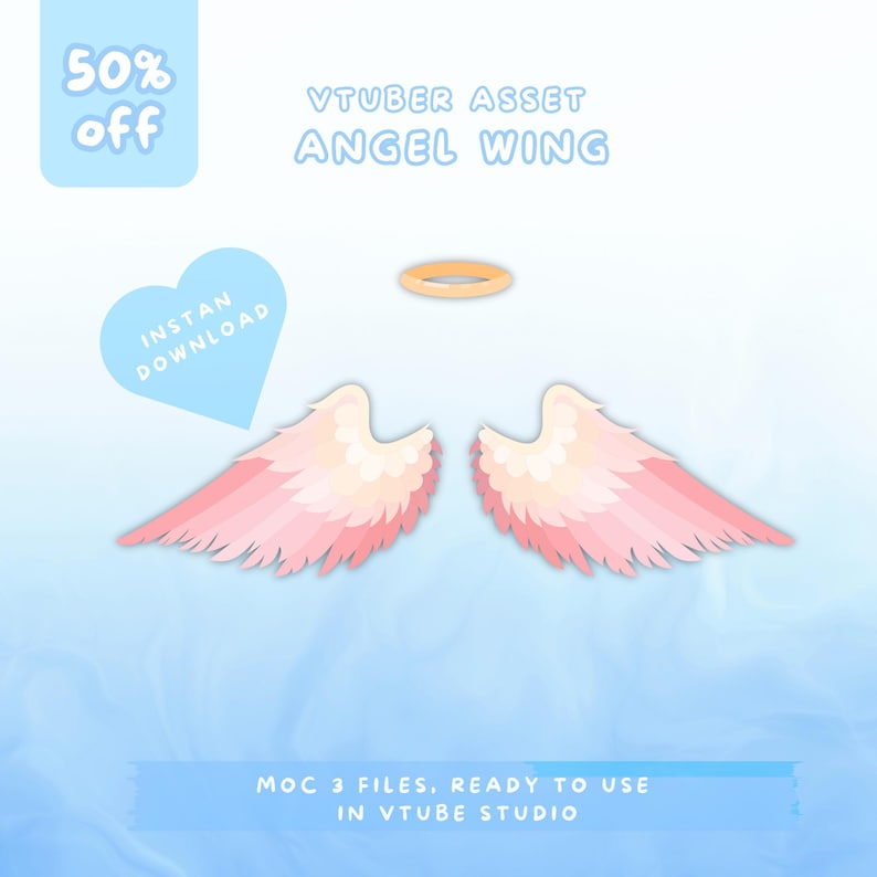 Live2d Angel Wing Vtuber Asset: Animated Feather Wings, Halo (digital Download) - Etsy