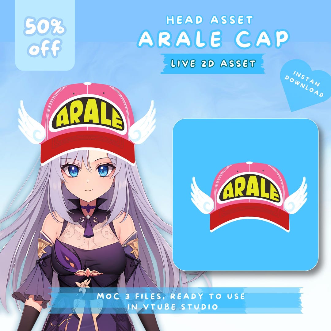 Vtuber Asset | Vtuber Head Asset | Rigged Arale Cap Asset| Premade ...