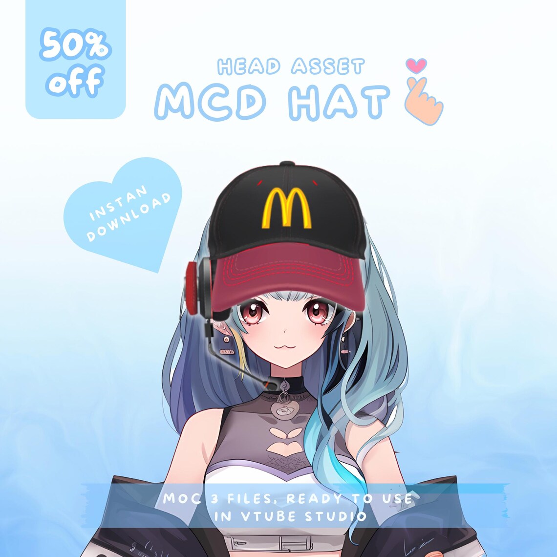 Rigged Fast Food Hat: Vtuber Head Asset (MOC3 File) - Etsy