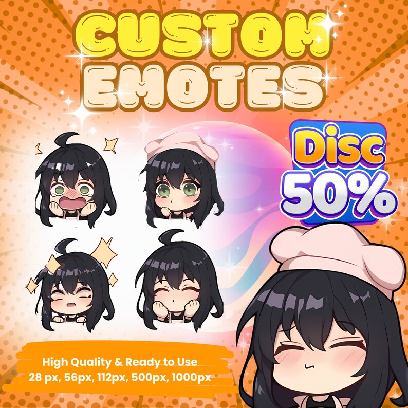 Custom Emotes, Premium Twitch Emotes, Custom Emotes for Streaming, Cute ...