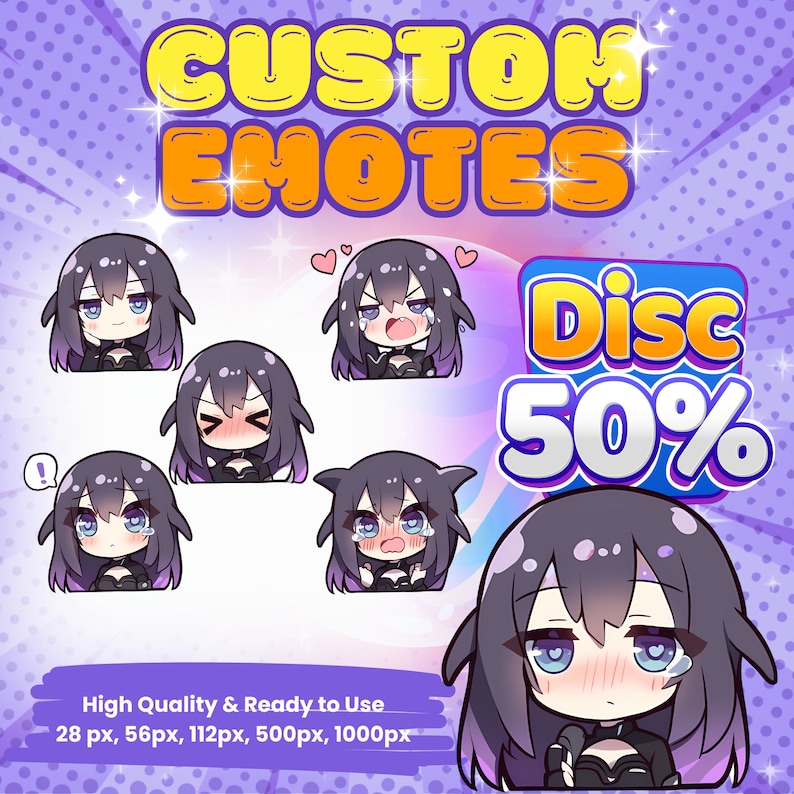 Custom Emotes, Premium Twitch Emotes, Custom Emotes for Streaming, Cute ...