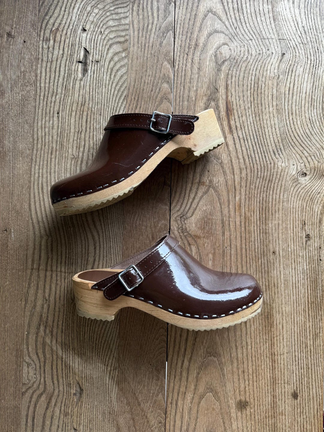 Chocolate Brown Patent Leather Clogs Size 38 - Etsy