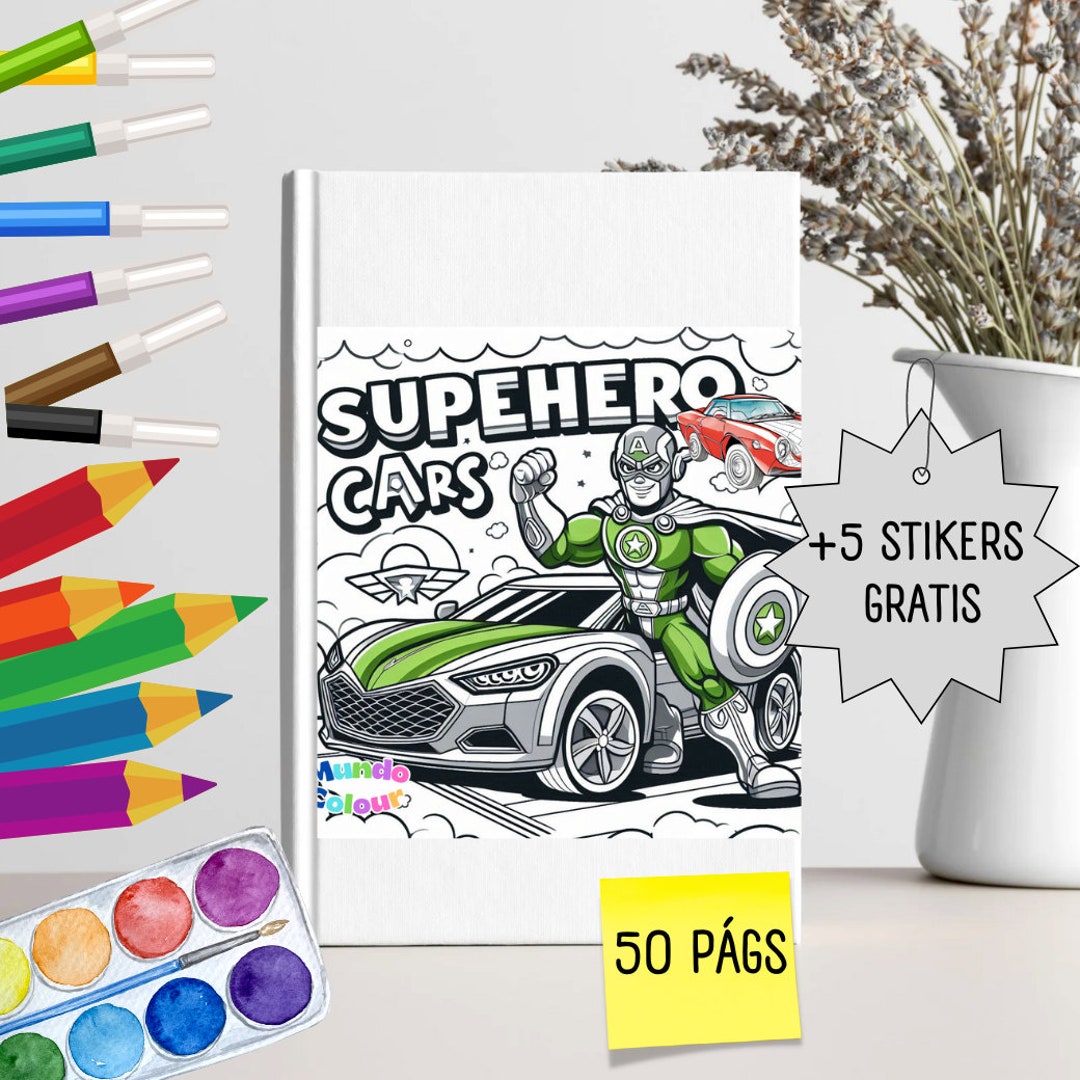 Superhero Cars Coloring Book, 50 Pages of Cars With Their Superheroes ...