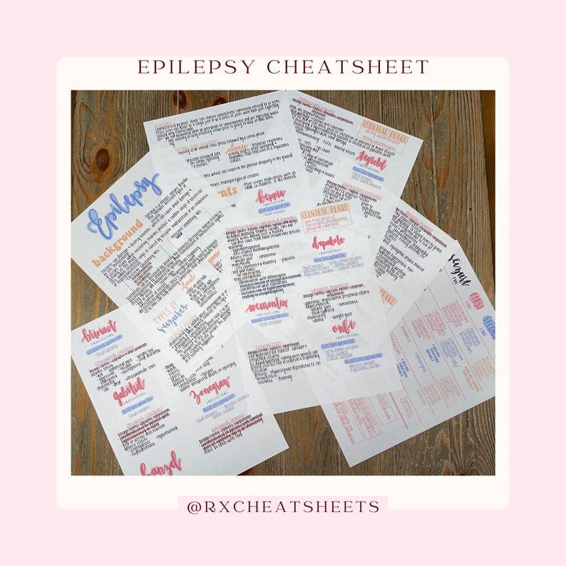 Epilepsy Cheatsheet - Etsy