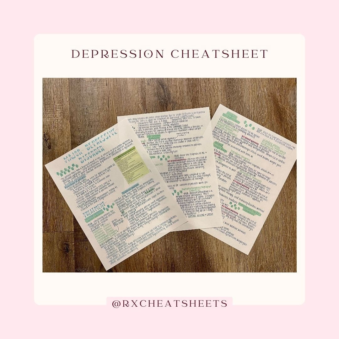 Depression Cheatsheet - Etsy