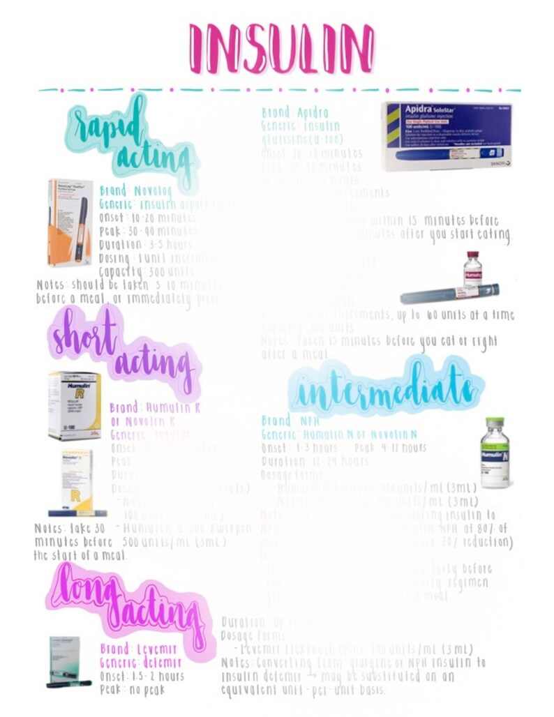 Insulin Cheatsheet - Etsy