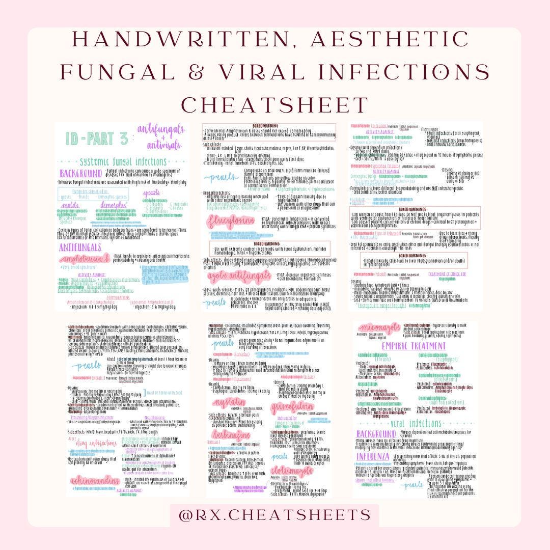 DIGITAL - Fungal and Viral Infections Cheatsheet - Etsy