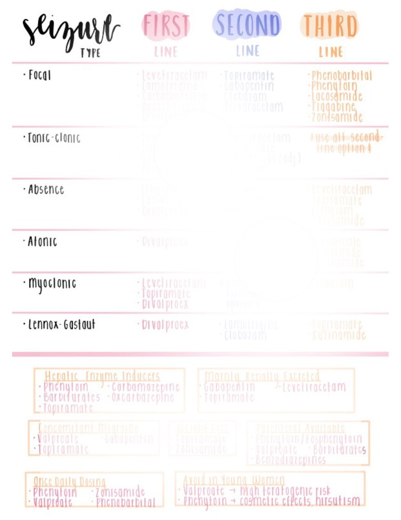 Epilepsy Cheatsheet - Etsy