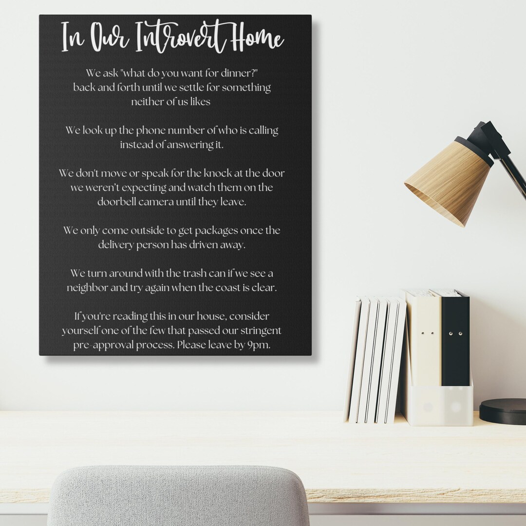 Introvert Home House Rules (black) Canvas Print | Funny Introvert Gift ...