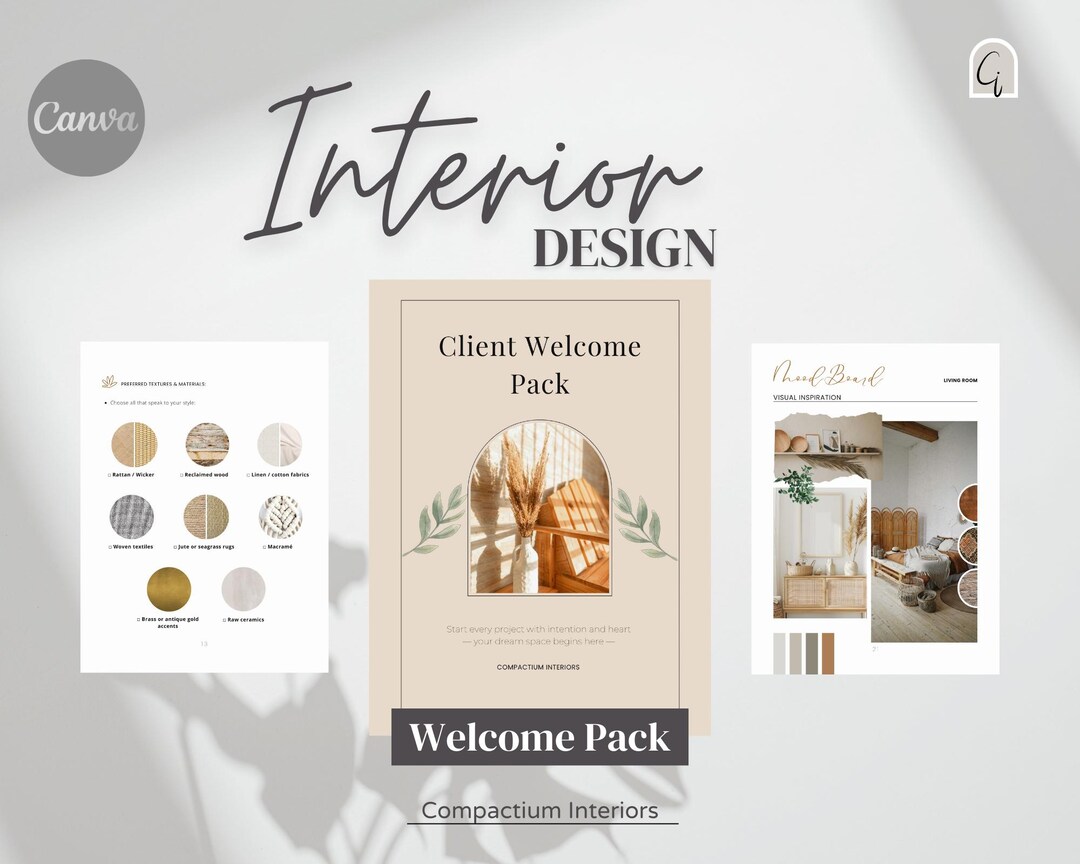 Interior Designer Welcome Packet - Canva Client Onboarding Template ...