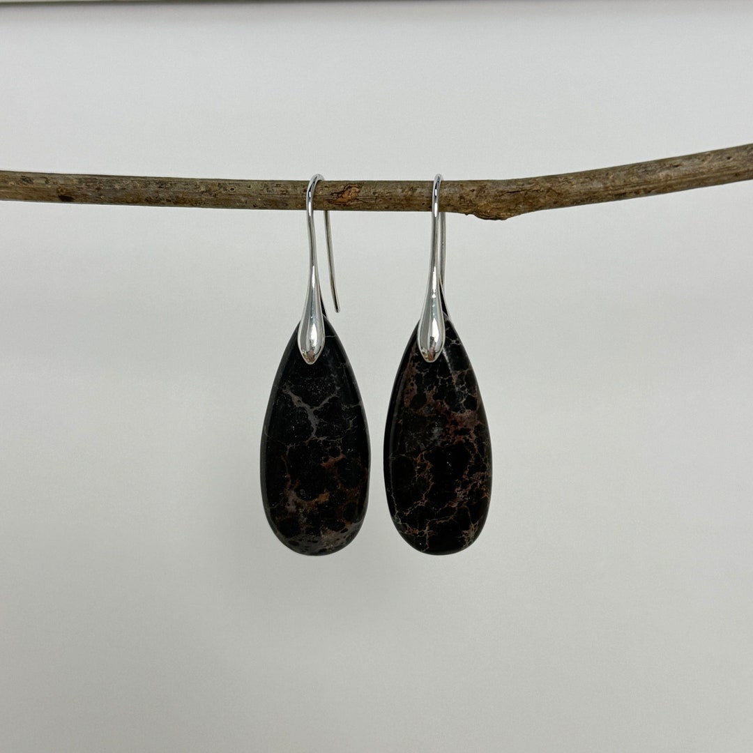 Natural Stone Drop Earrings, Jasper Teardrop Healing Earrings, Women's ...