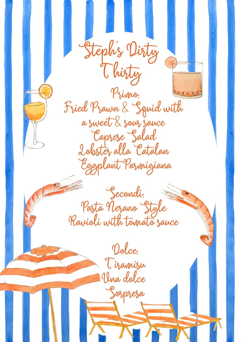 Summer Seaside Menu Digital Template - Etsy