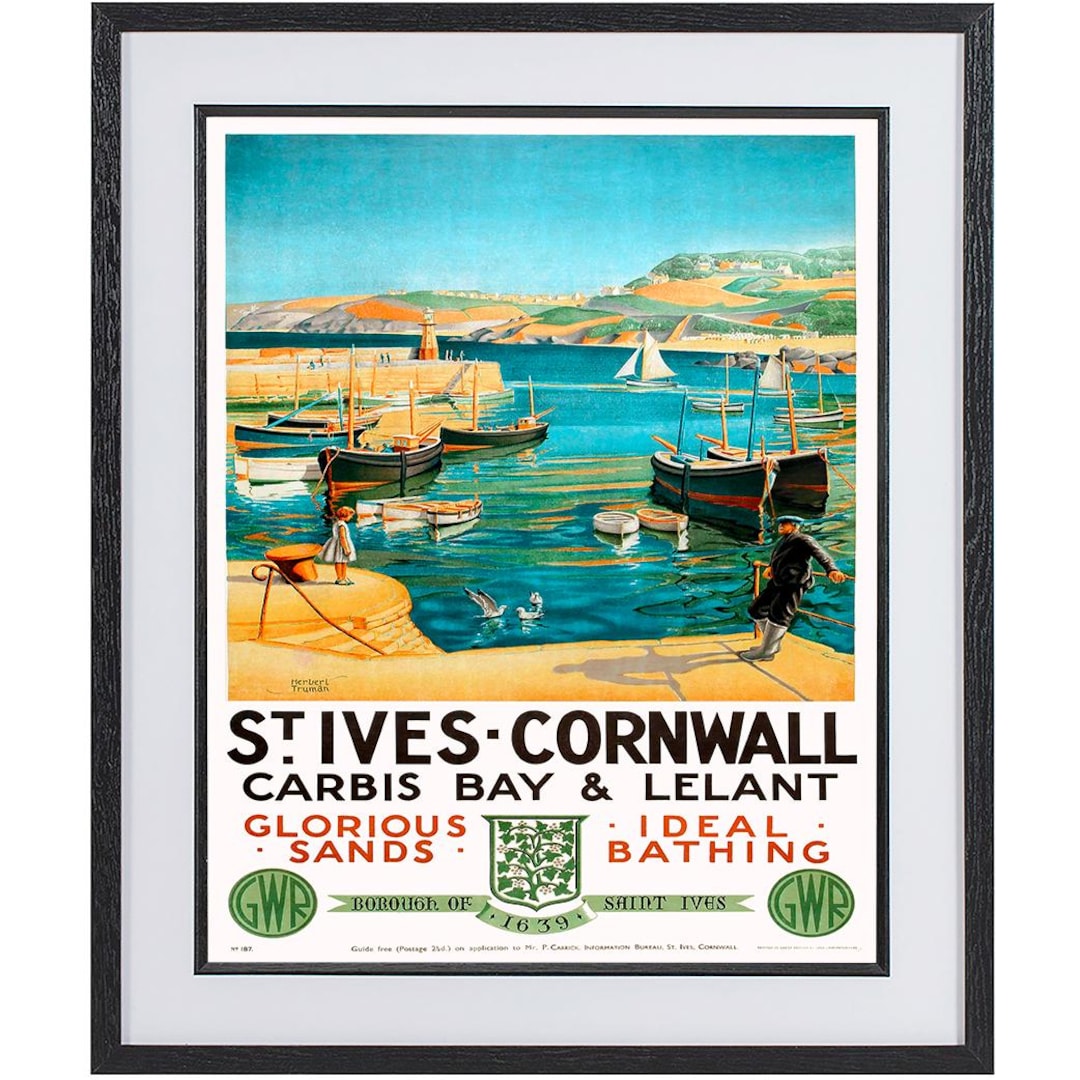 Cornwall Vintage Poster St Ives Print: Coastal Beach Wall Art Decor ...