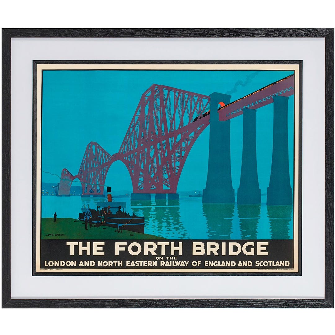 Vintage Forth Bridge Poster | Framed Wall Art Print | Fife to Edinburgh ...