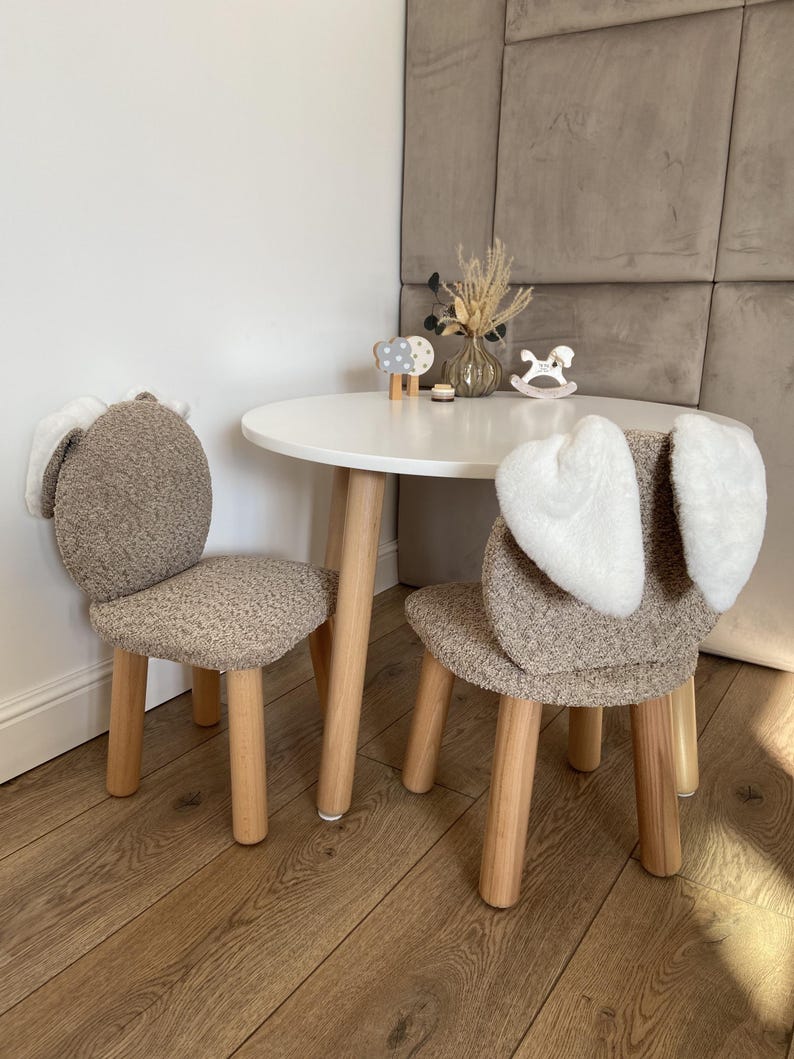 Montessori Toddler Table and Chair Set, Wooden Kids Furniture, Playroom ...