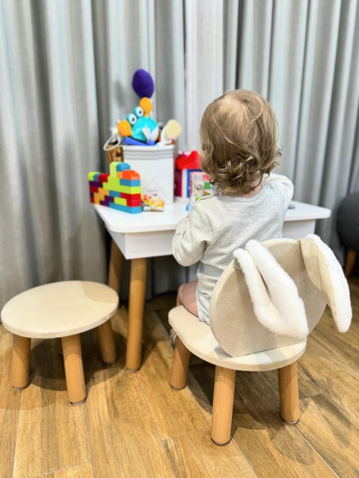 Childs Bunny Stool for Playroom, Kids Room Decor, Shower Gift Idea ...