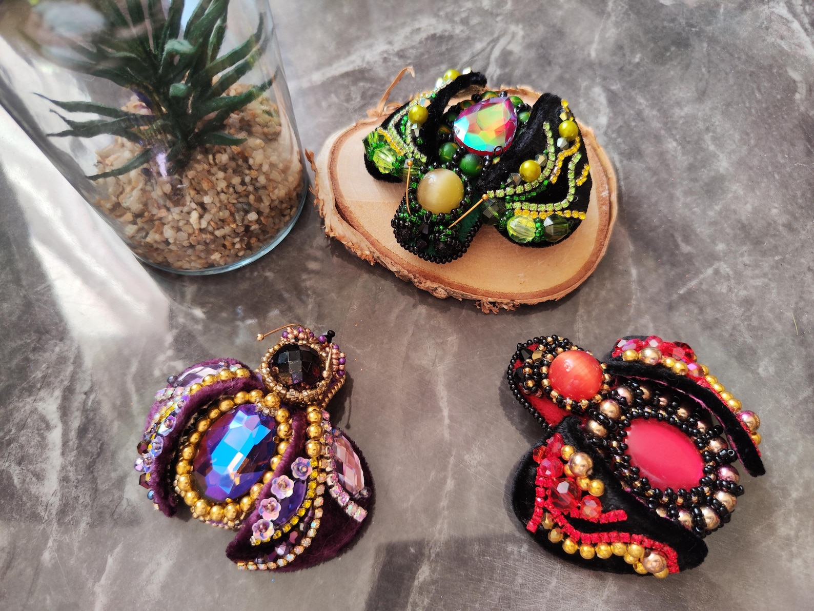 Handmade Beetle Brooch – Unique Bug Jewelry With Crystals and Beads ...